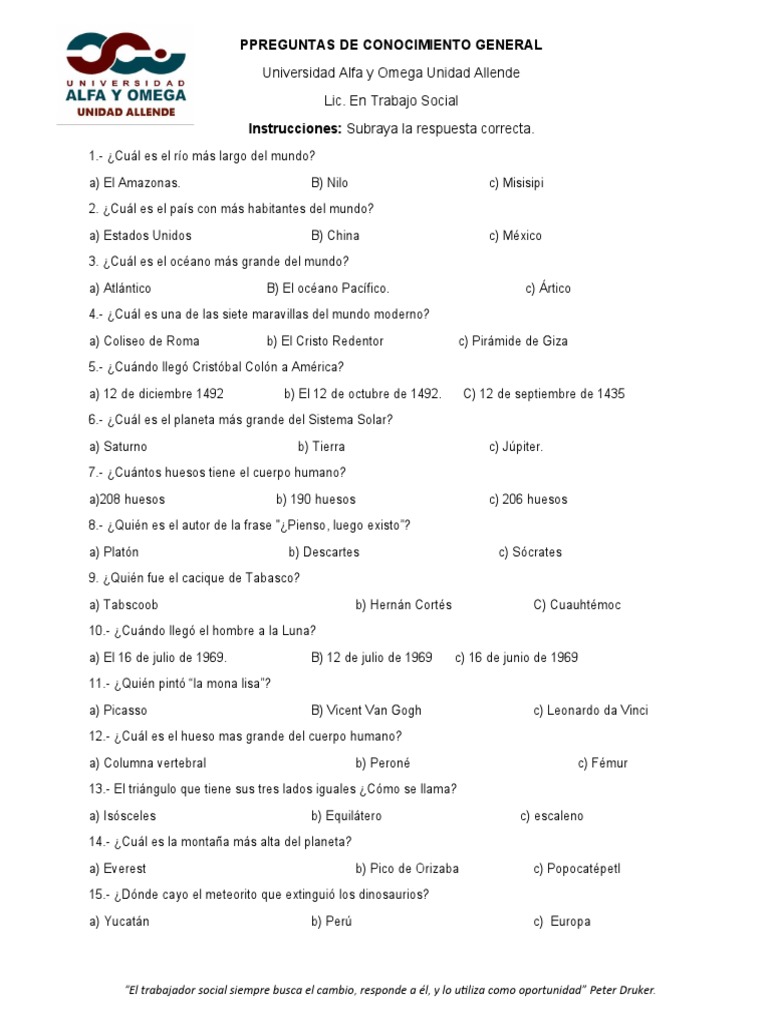 Preguntas de Conocimiento General | PDF