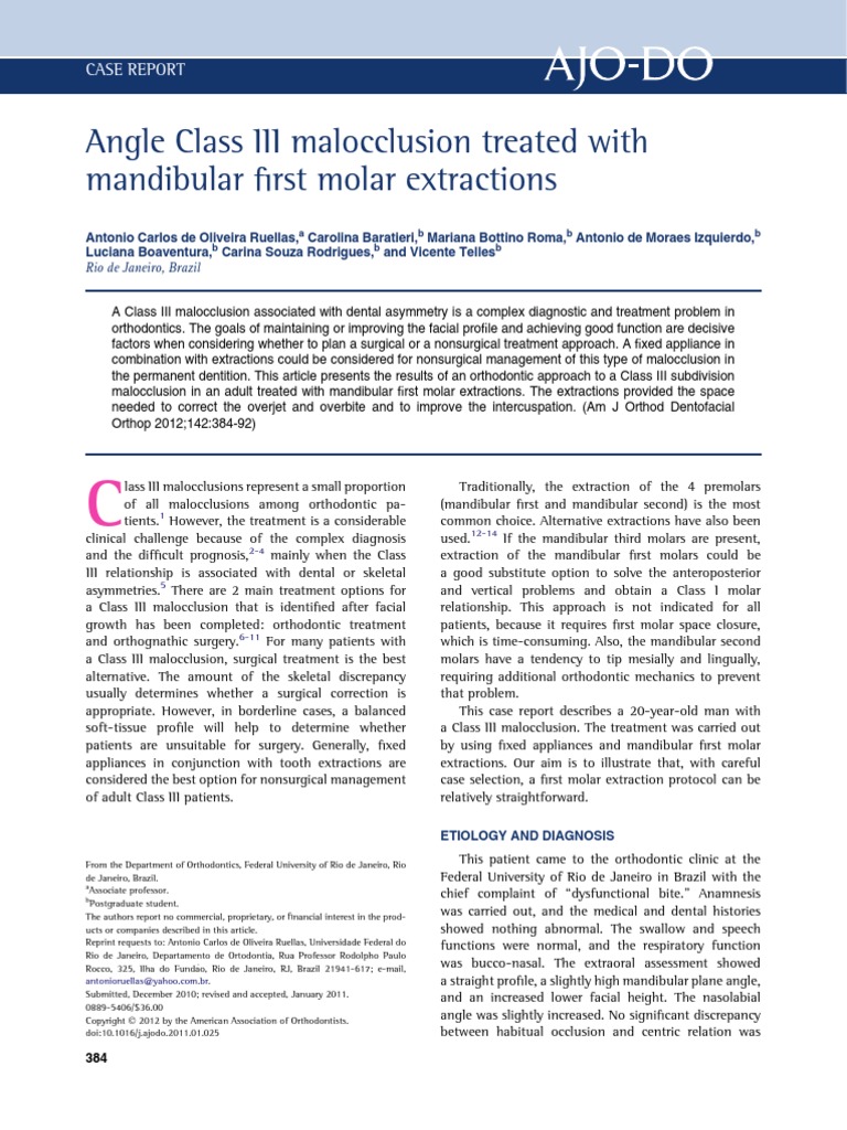 Angle Class III Malocclusion Treated With Mandibular First Molar ...