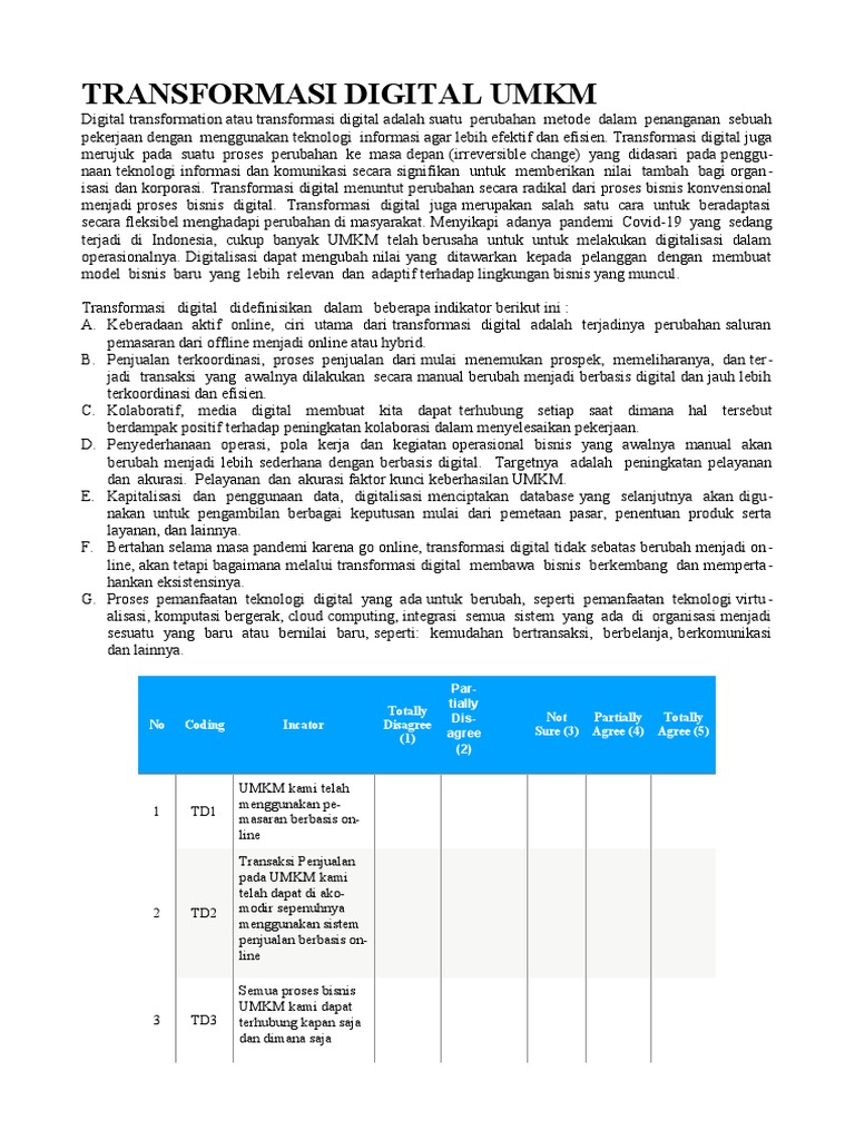 Kuesioner Transformasi Digital | PDF
