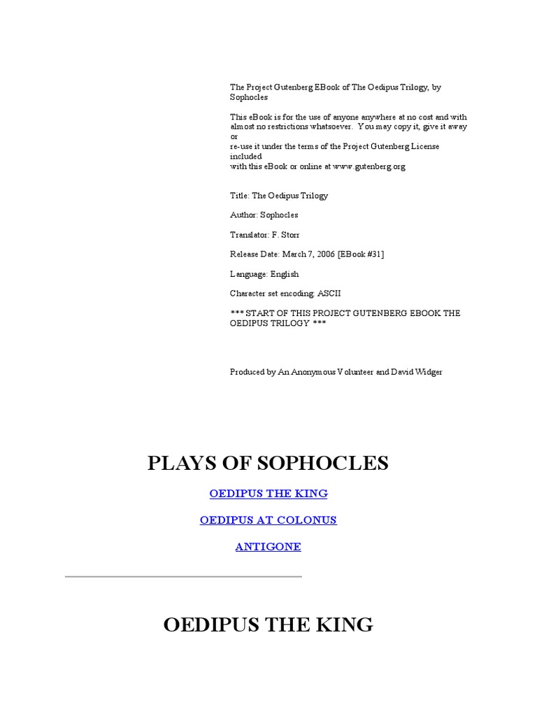 Oedipus The King | PDF | Oedipus | Sophocles