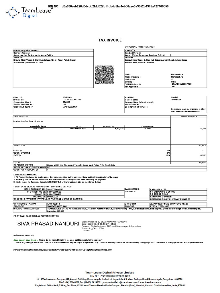 TD29T2223-41786 DSC | PDF | Invoice