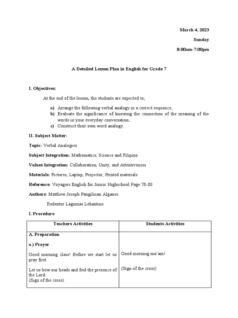 A - Detailed - Lesson - Plan - in - English - For - Grade - 7 Finale ...