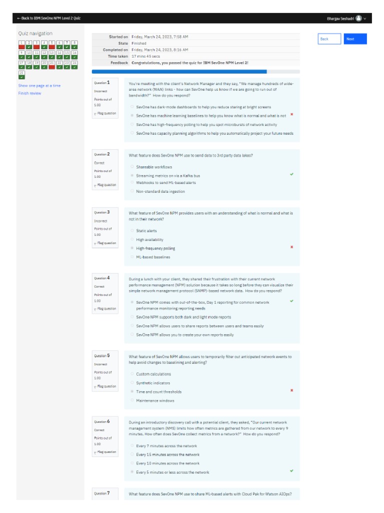 IBM SevOne NPM Level 2 Quiz | PDF