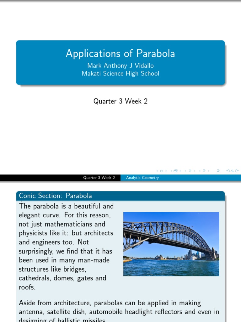 Applications of Parabola | PDF | Geometry