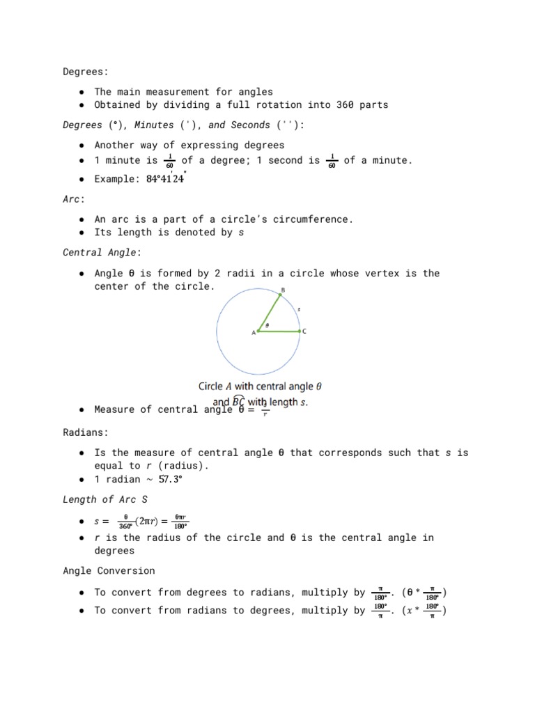 Central Angles and Circle Geometry | PDF | Trigonometric Functions | Angle