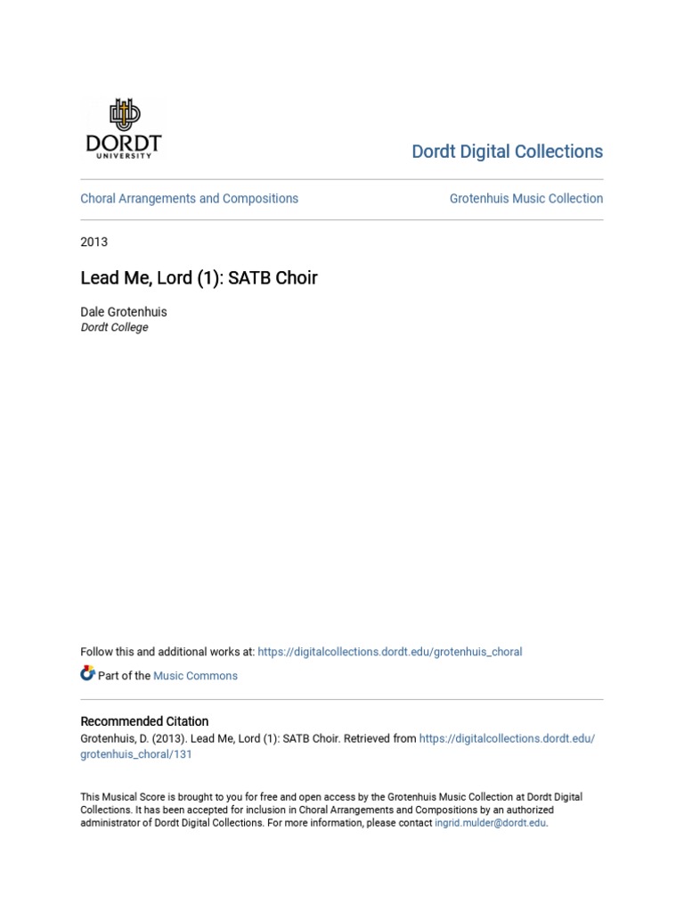 Lead Me, Lord: SATB Choral Score | PDF