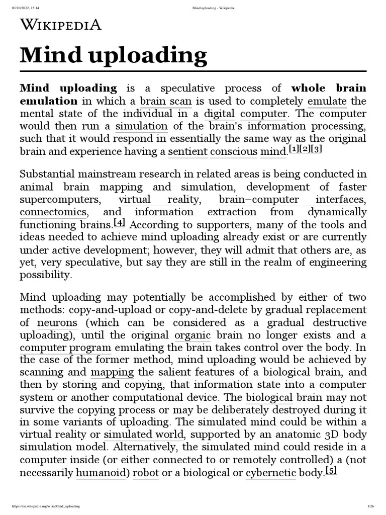 Mind Uploading - Wikipedia | PDF | Artificial Intelligence ...
