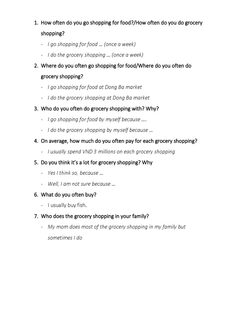 Grocery Shopping Interview Insights | PDF