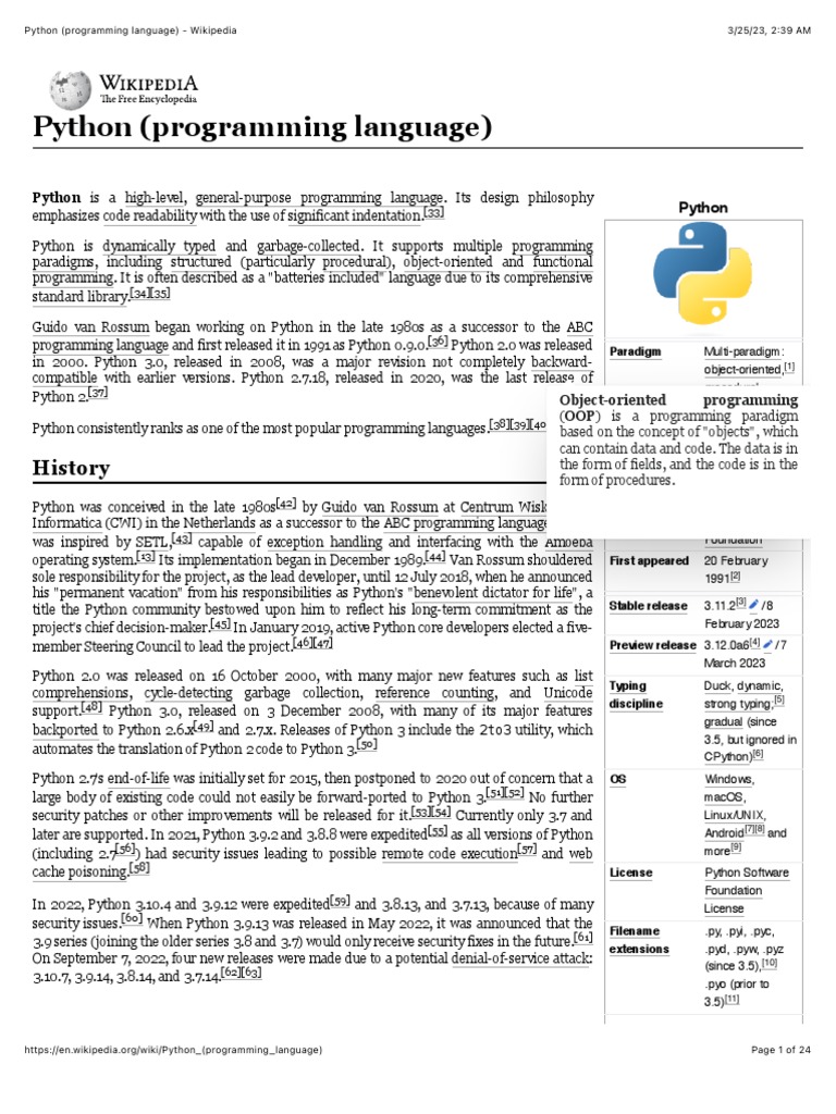 Python Language | Download Free PDF | Python (Programming Language) | Class (Computer Programming)