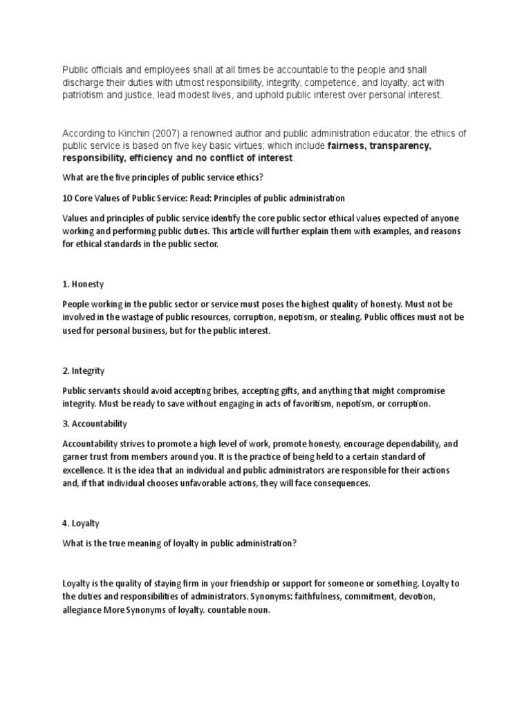 Five Principles of Public Service Ethics | PDF | Impeachment | Government
