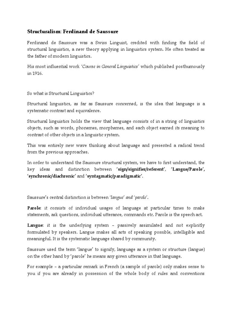 Structuralism | PDF | Linguistics | Semiotics
