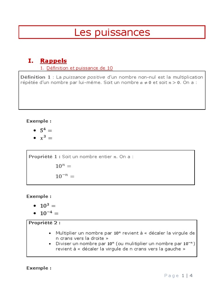 3eme - Lecon - Puissances - Eleve | PDF | Code (information ...