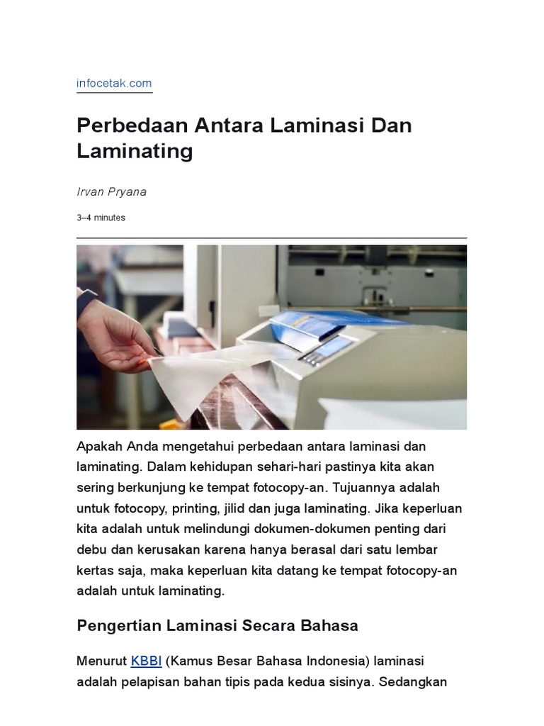 Perbedaan Laminasi dan Laminating | PDF