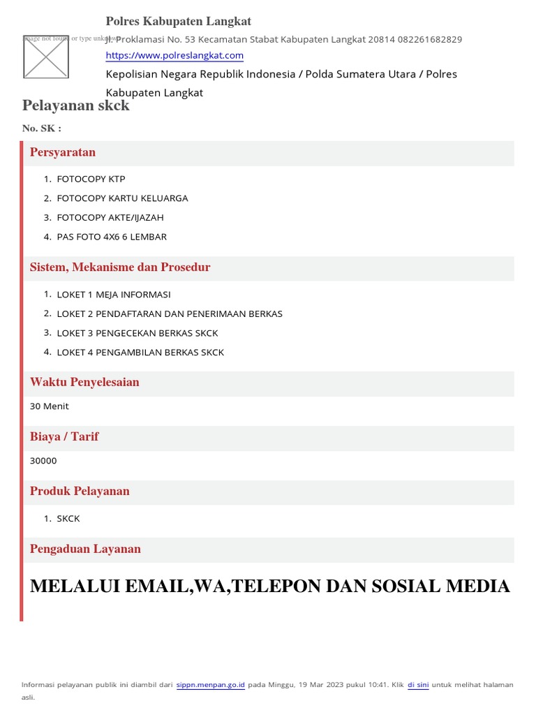 Unduh Standar Pelayanan - Pelayanan SKCK PDF | PDF