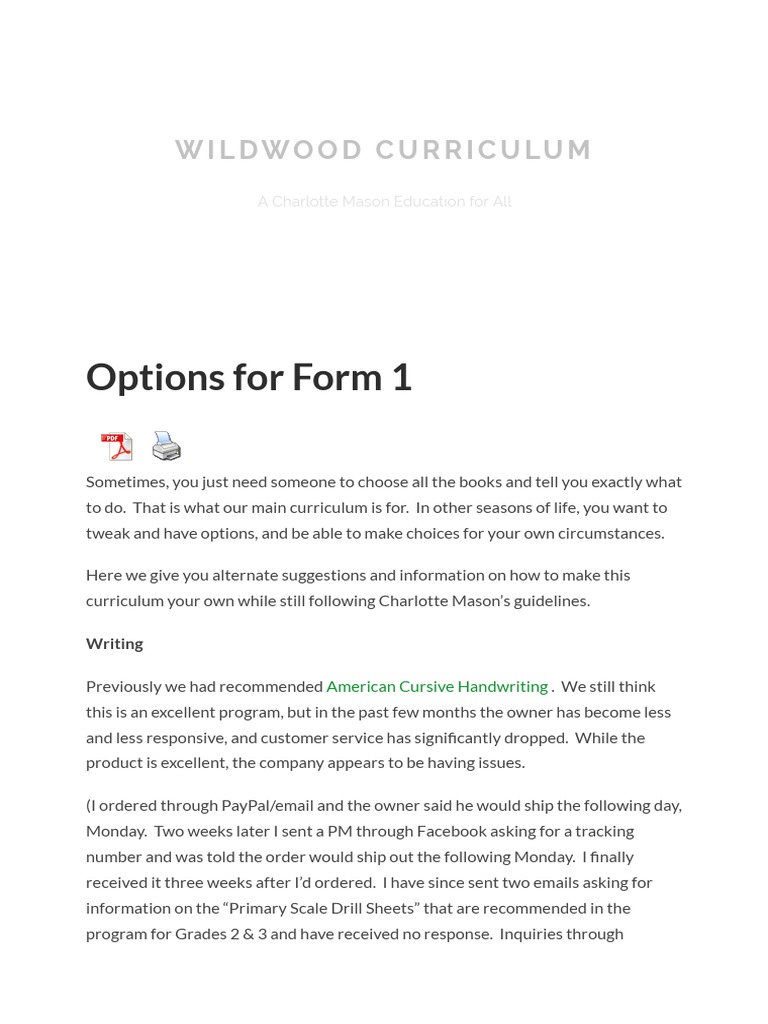 Curriculum Form 1 Options PDF | PDF | Books | Fairy Tales
