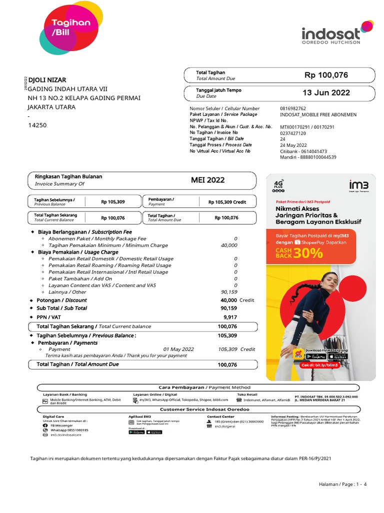Rincian Tagihan Mei 2022 | PDF