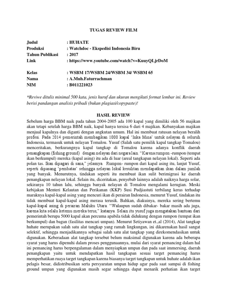 Review Film Huhate: Tantangan Nelayan | PDF | Perjalanan | Sains ...