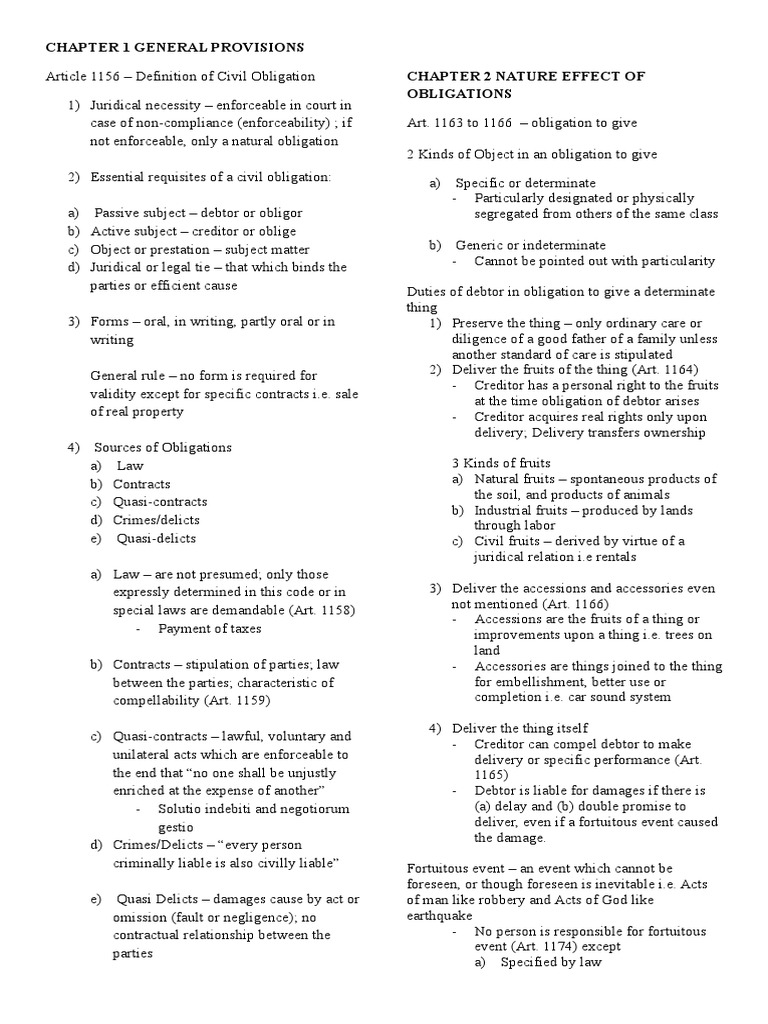 Oblicon Chap 1 5 | PDF | Law Of Obligations | Guarantee