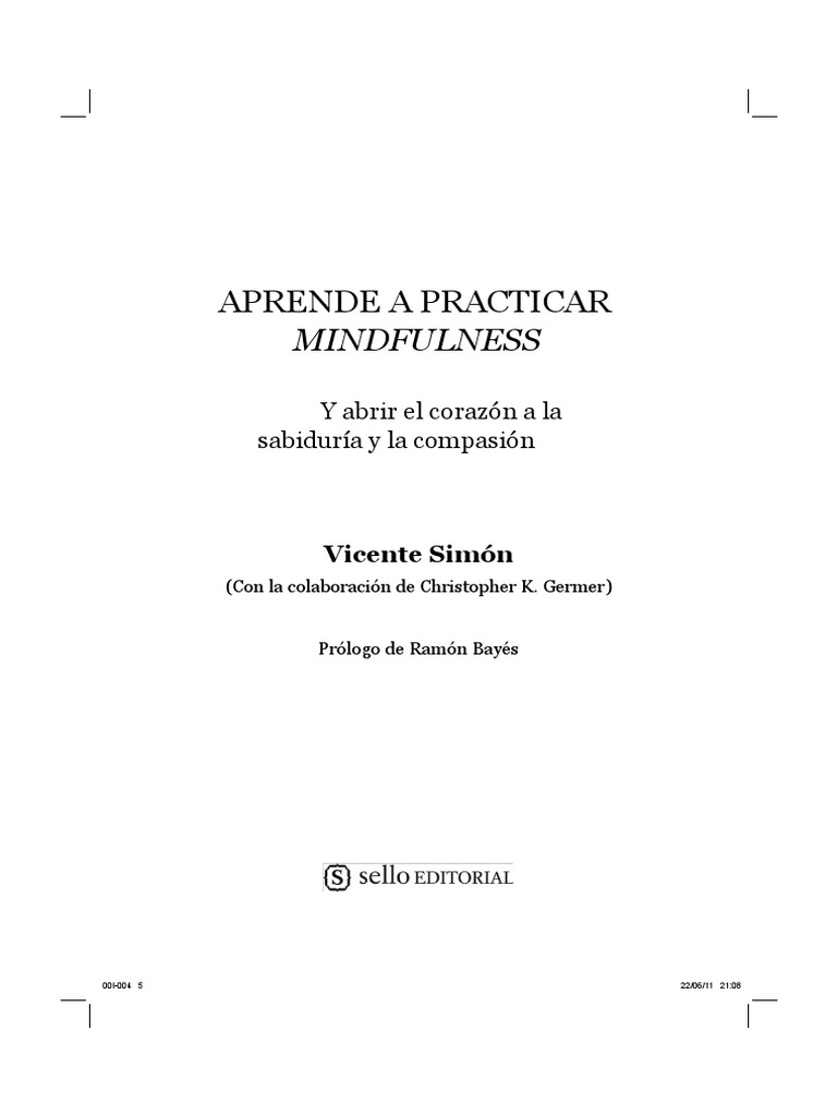 Simon, Vicente - Aprende A Practicar Mindfulness - Docx PDF | PDF | Meditación | Las emociones