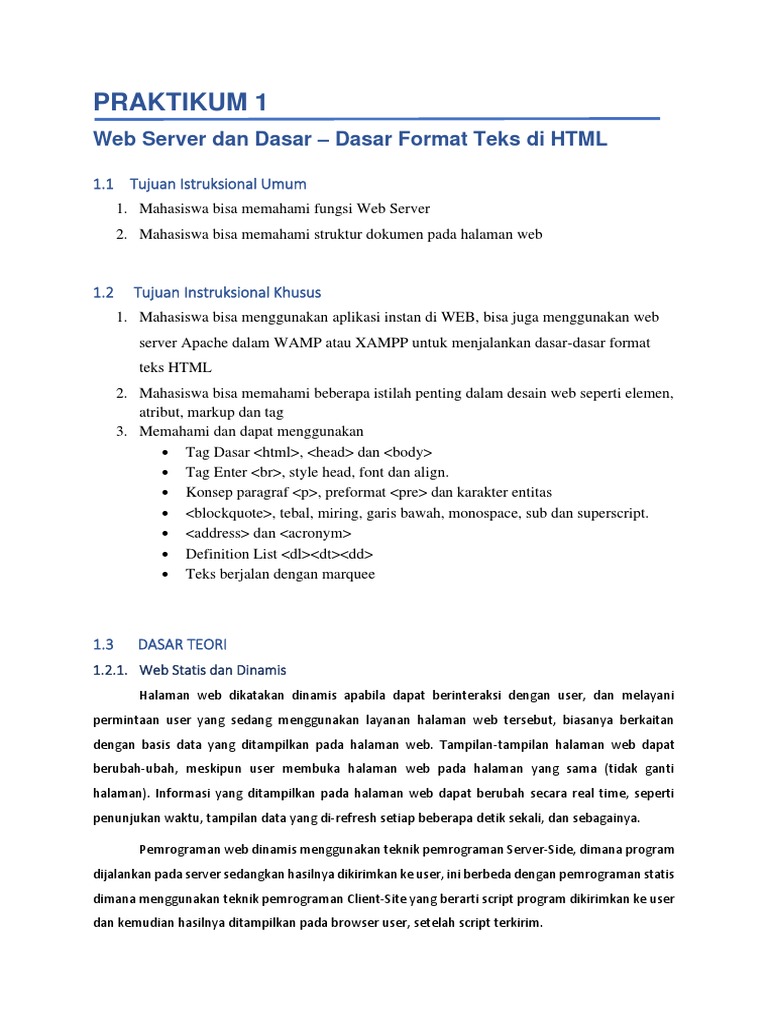 P Web01 Dasar HTML Text byAgusSBN | PDF