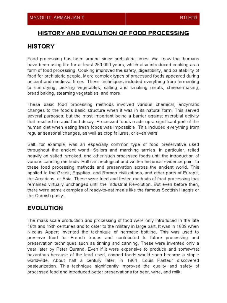 History and Evolution of Food Processing | PDF | Food Processing | Food ...