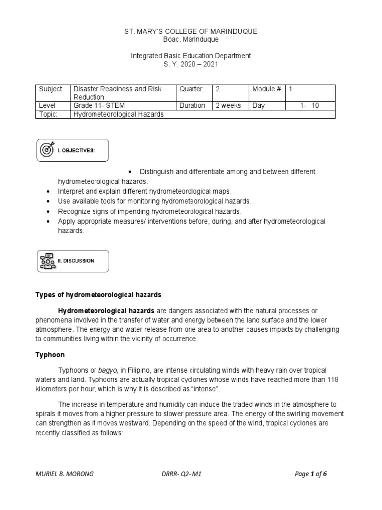 DRRR Q2 M1 Hydrometerological Hazards | PDF | Tropical Cyclones | Thunderstorm