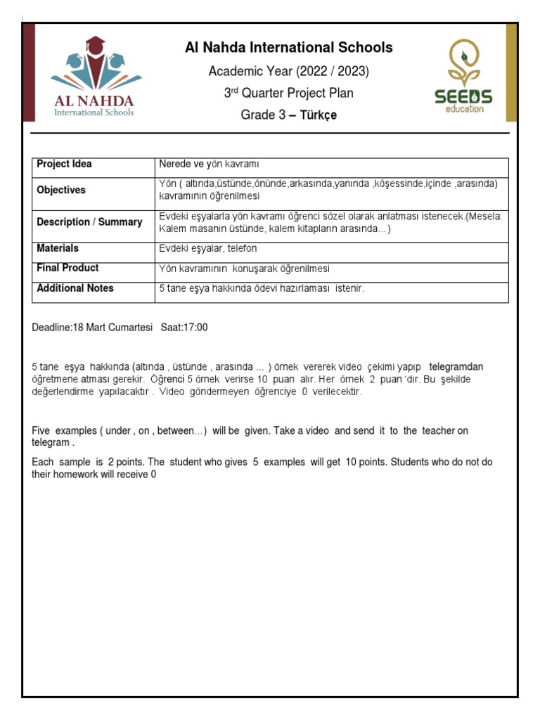 3rd Quarter Project - Grade 3 PDF | PDF