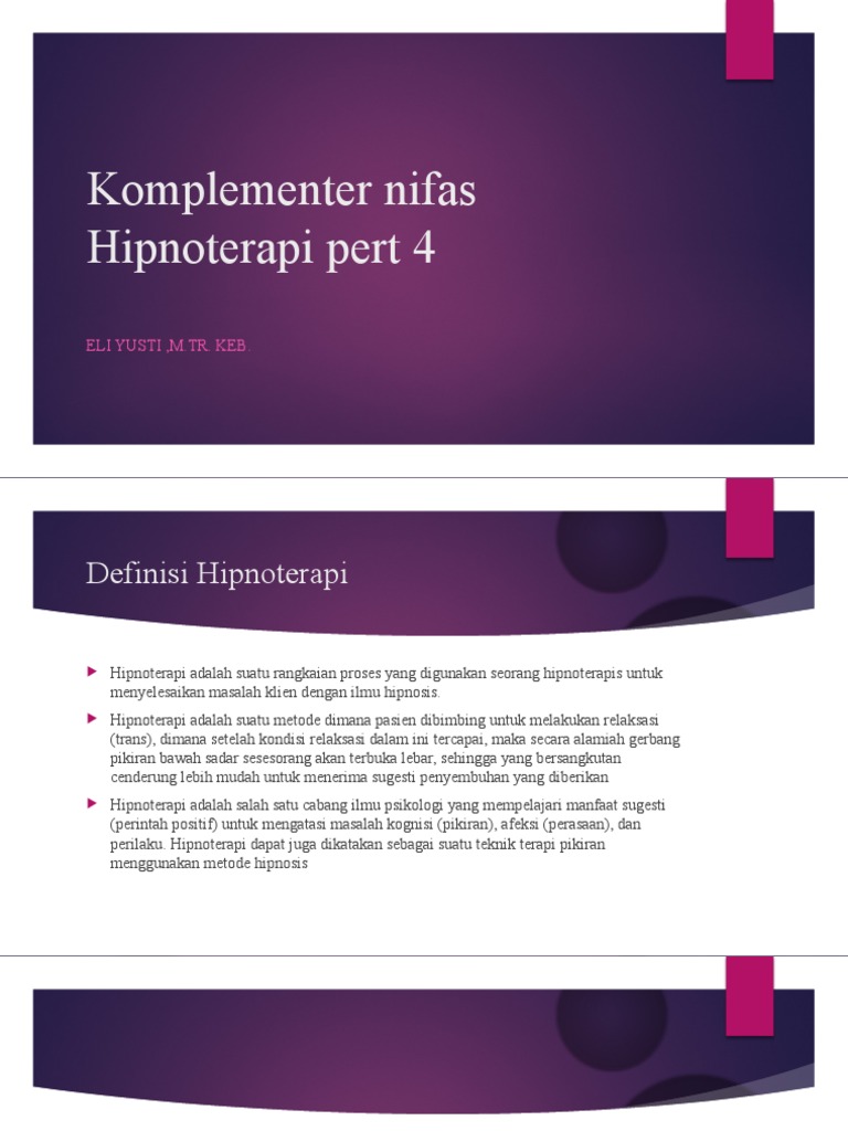 Eli Yusti - 4) Komplementer Nifas Hipnoterapi | PDF