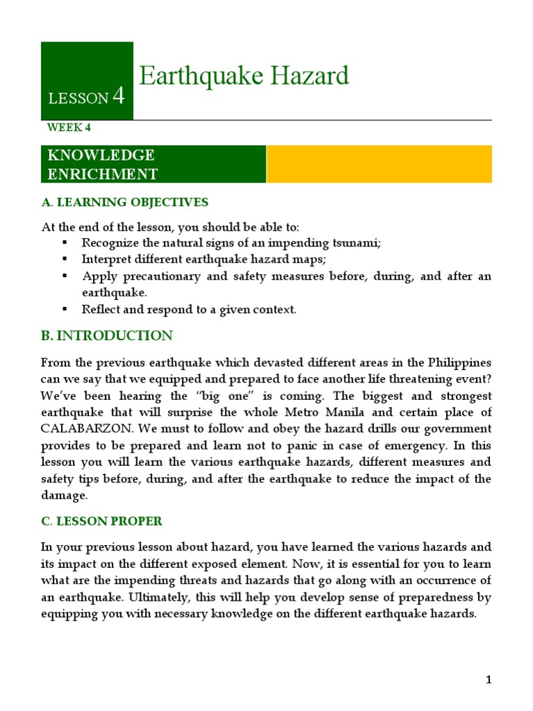 4 DRRR | PDF | Tsunami | Earthquakes