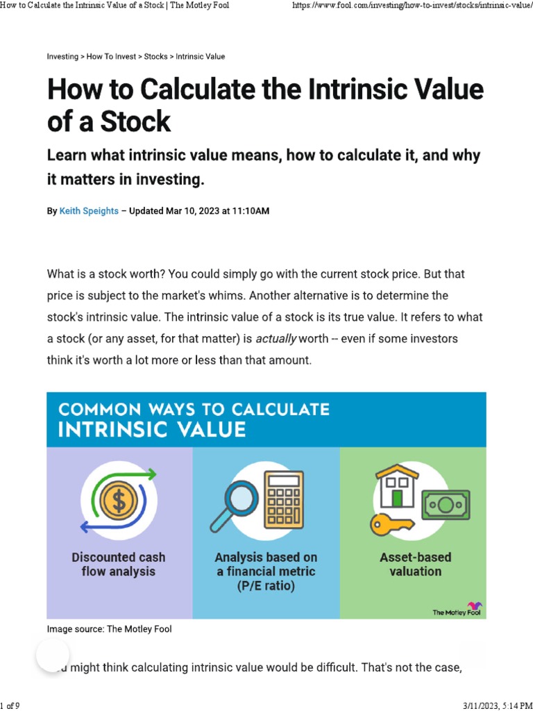 Calculate Stock Intrinsic Value Guide | PDF