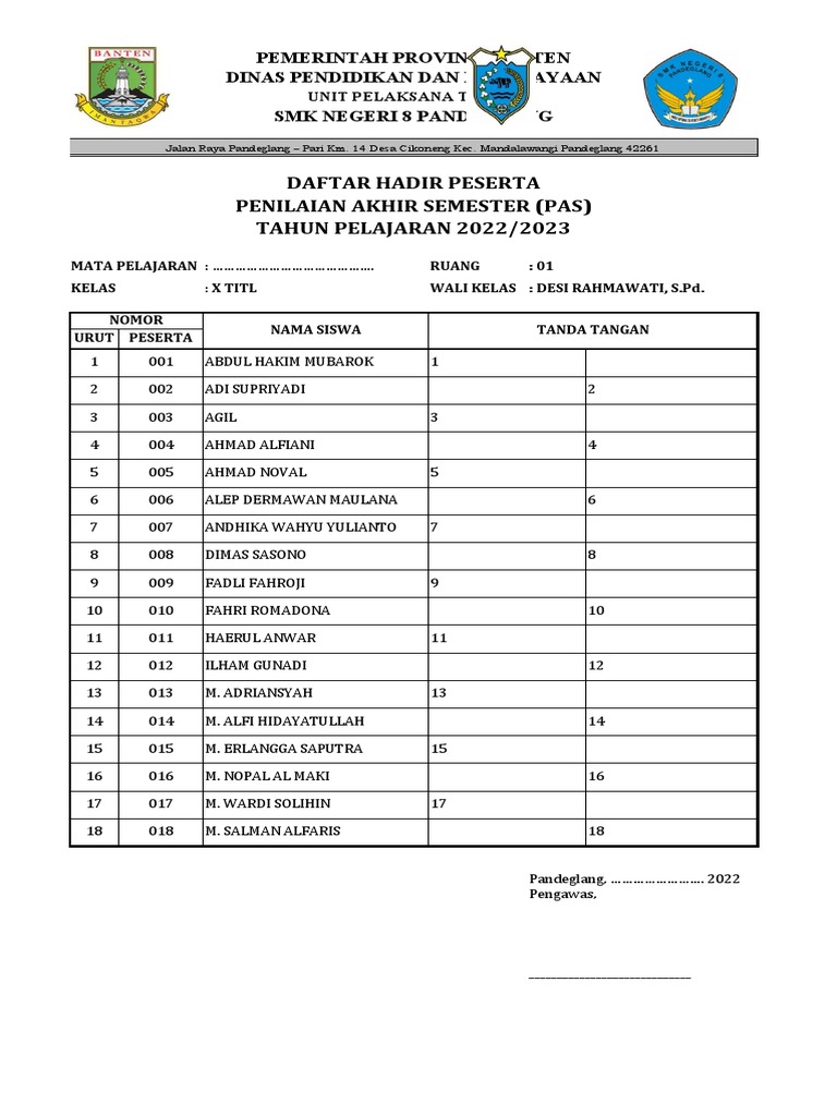 DAFTAR HADIR PESERTA | PDF