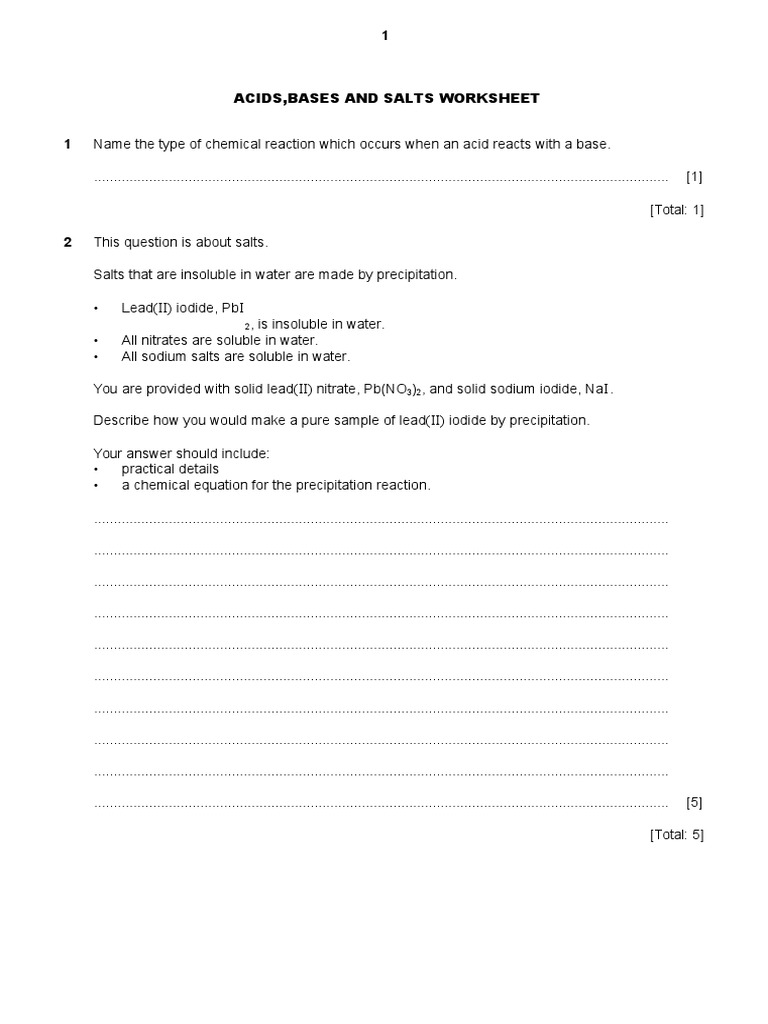 Igcse Chemistry Acids Bases And Salts Pdf Salt Chemistry
