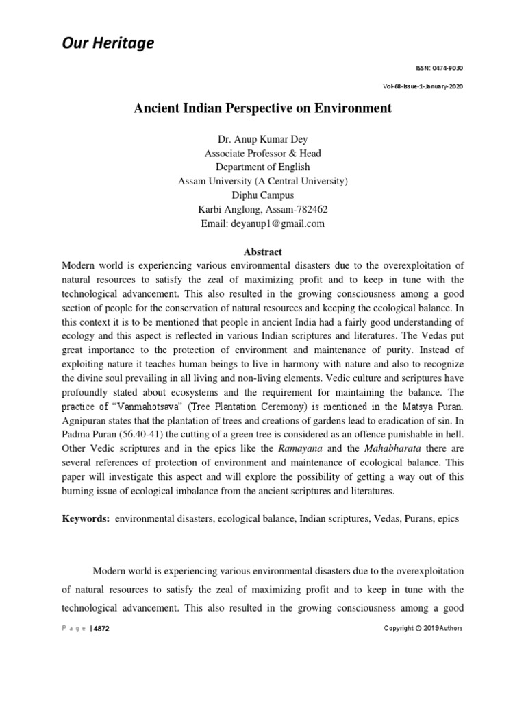 Ancient Indian Perspective On Environment | PDF | Vedas | Religious Books