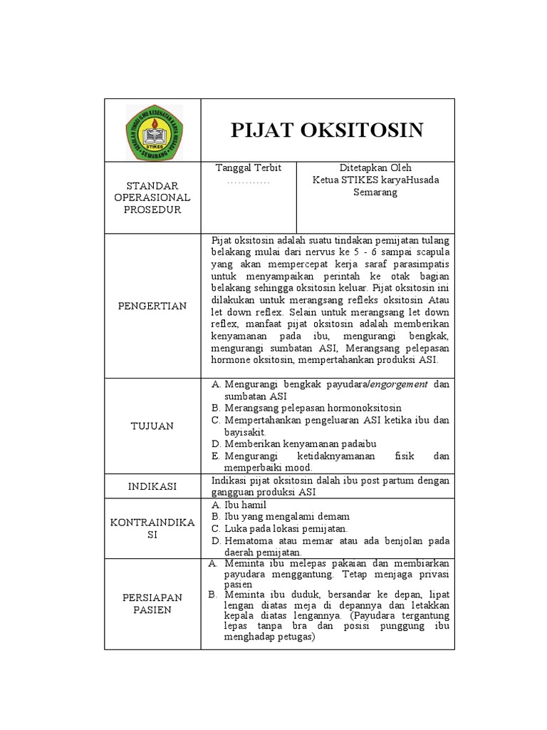 Sop Pijat Oksitosin | PDF