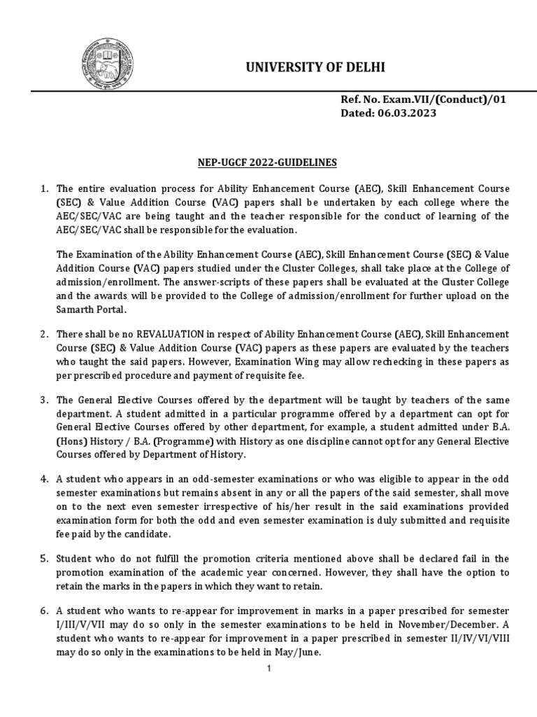 Final Guidelines NEP-UGCF | PDF | Course Credit | Academia