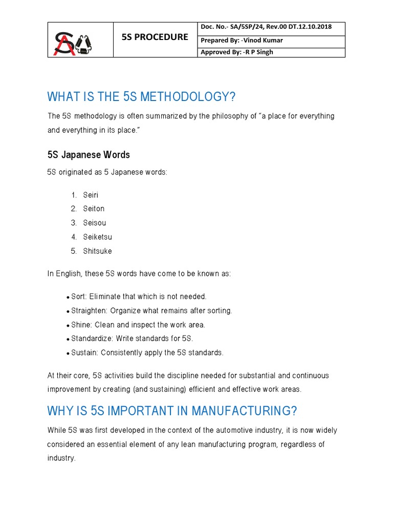 5S Methodology PDF | PDF | Business