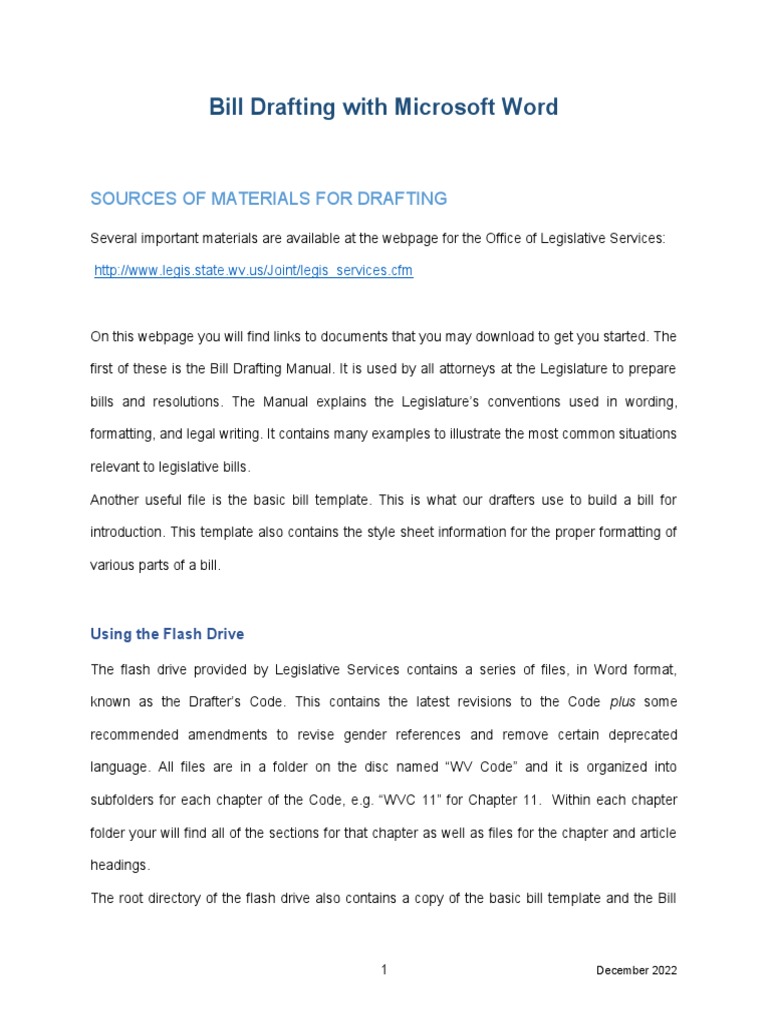 Drafting Bills in MS Word Guide | PDF | Computer File | Microsoft Word