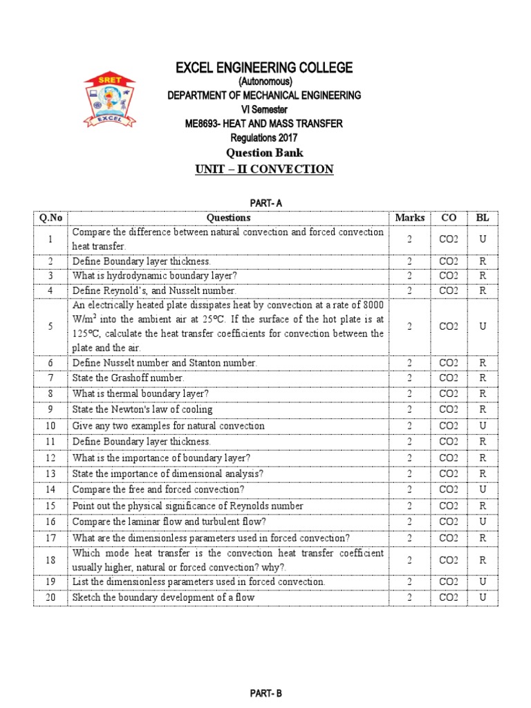 Question Bank - HMT Unit 2 | PDF | Boundary Layer | Heat Transfer