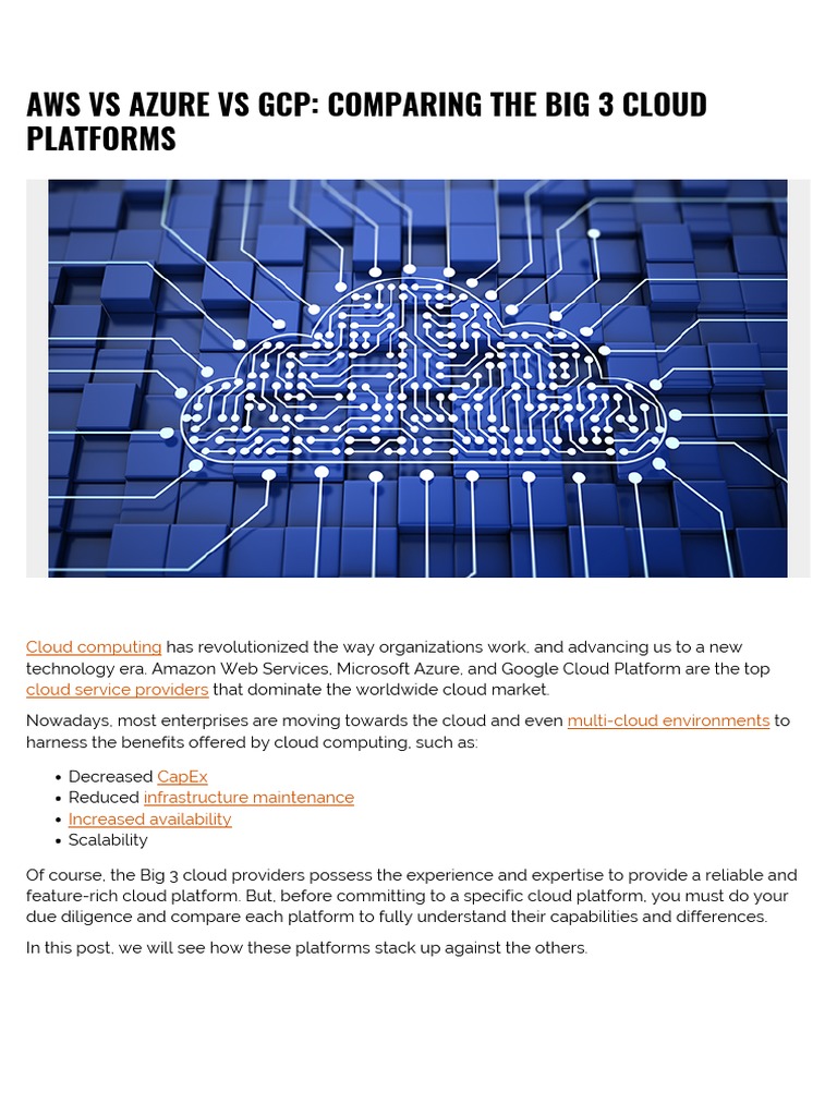 Aws Vs Azure Vs GCP Comparing The Big 3 Cloud Platforms | PDF | Cloud ...