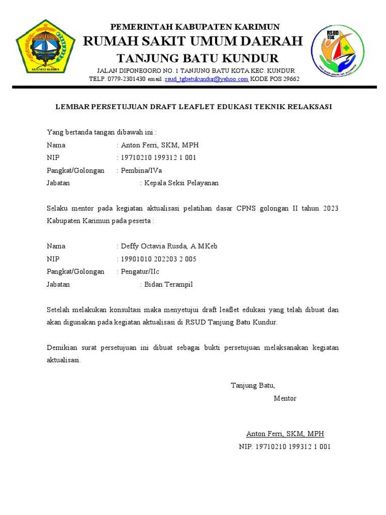 Surat Persetujuan Draft | PDF