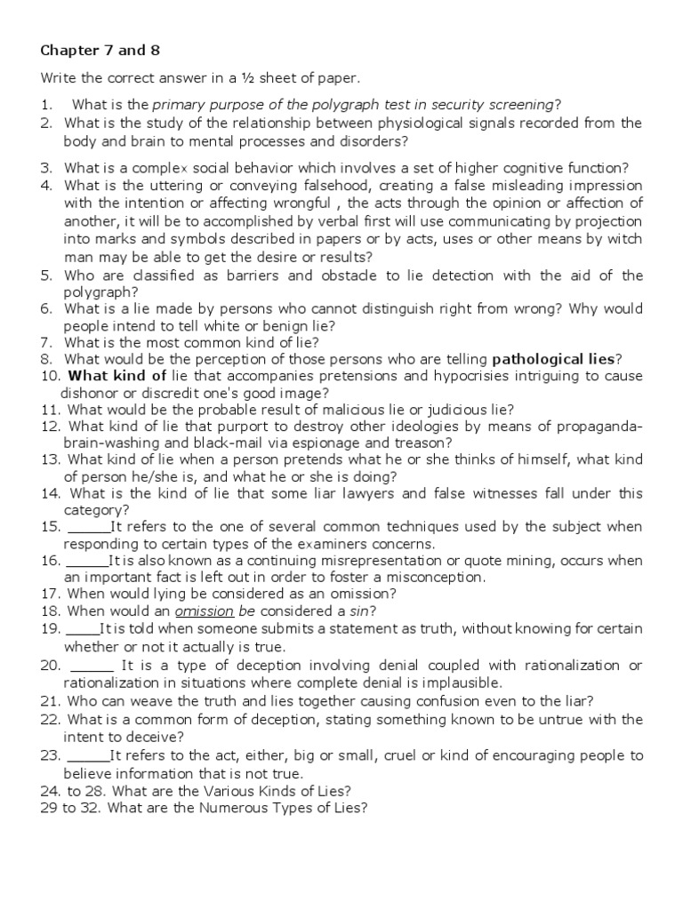 Chapter 7 8 Reviews For Print | PDF | Lie | Deception
