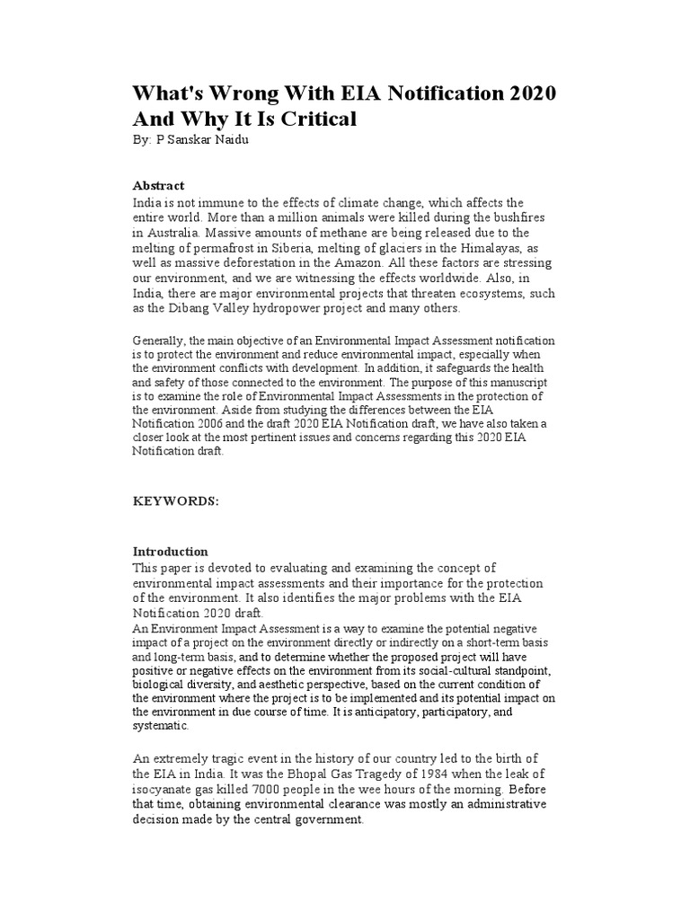What's Wrong With EIA Notification 2020 and Why It Is Critical | PDF ... What's Wrong With EIA Notification 2020 and Why It Is Critical | PDF ...