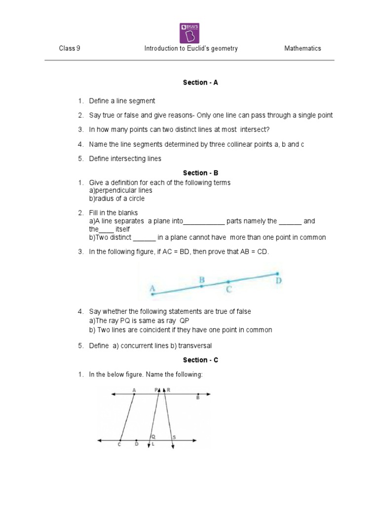 5.introduction To Euclid - S Geometry | PDF | Line (Geometry) | Axiom