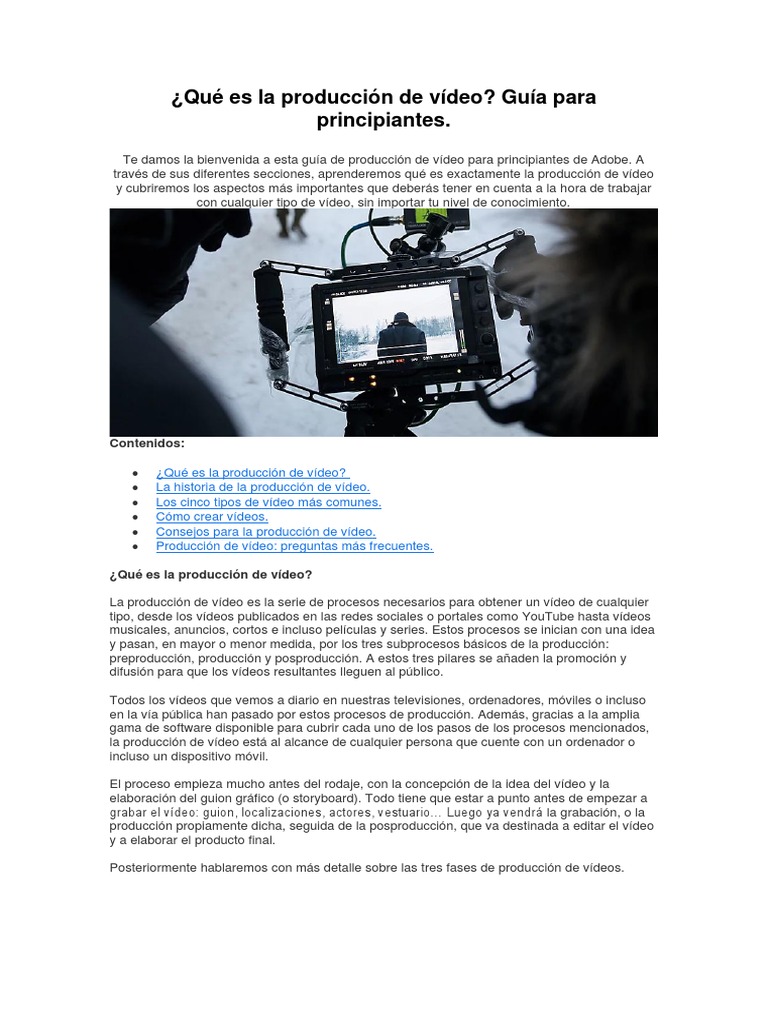 Qué es la producción de vídeo.pdf | PDF | Composición (artes visuales ...