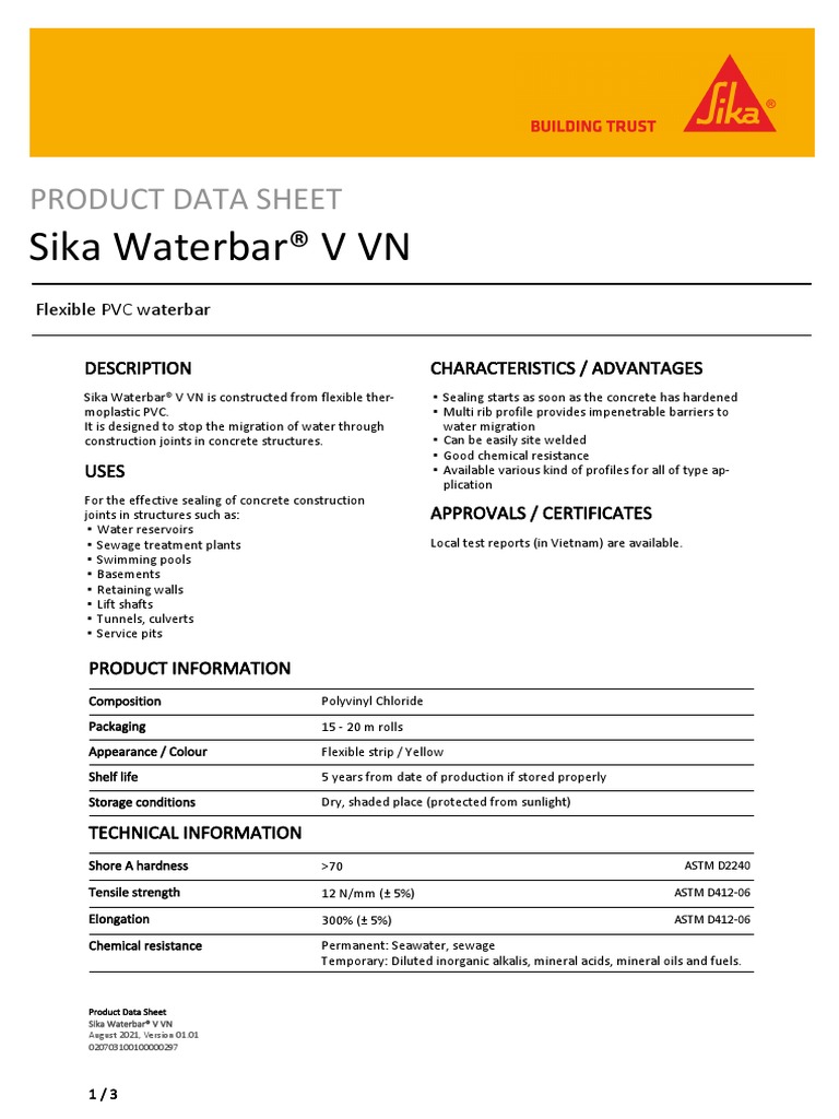 Sika Waterbar V VN | PDF | Concrete | Welding