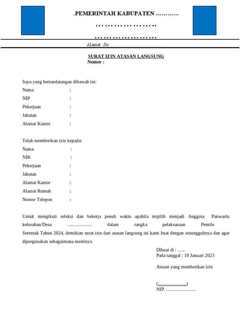 Surat Ijin Atasan Langsung | PDF