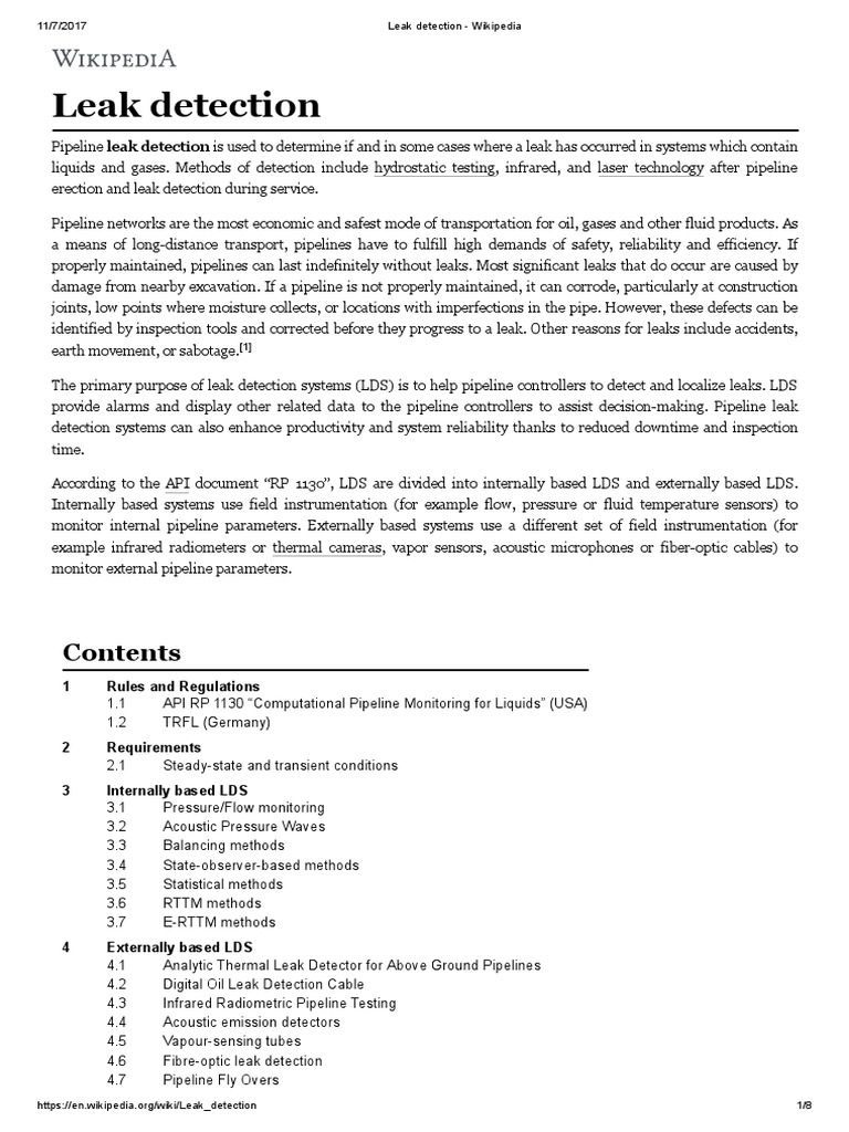 Leak Detection - Wikipedia PDF | PDF | Applied And Interdisciplinary ...