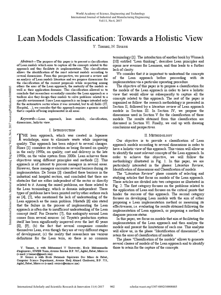 Lean Models Classification Towards A Holistic View | PDF | Lean ... Lean Models Classification Towards A Holistic View | PDF | Lean ...