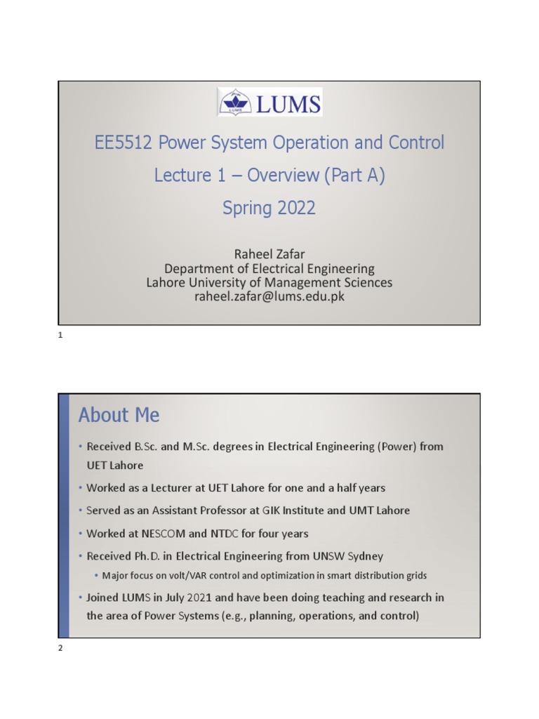 Lecture - 1 - Overview - Part A | PDF | Electric Power Distribution ...