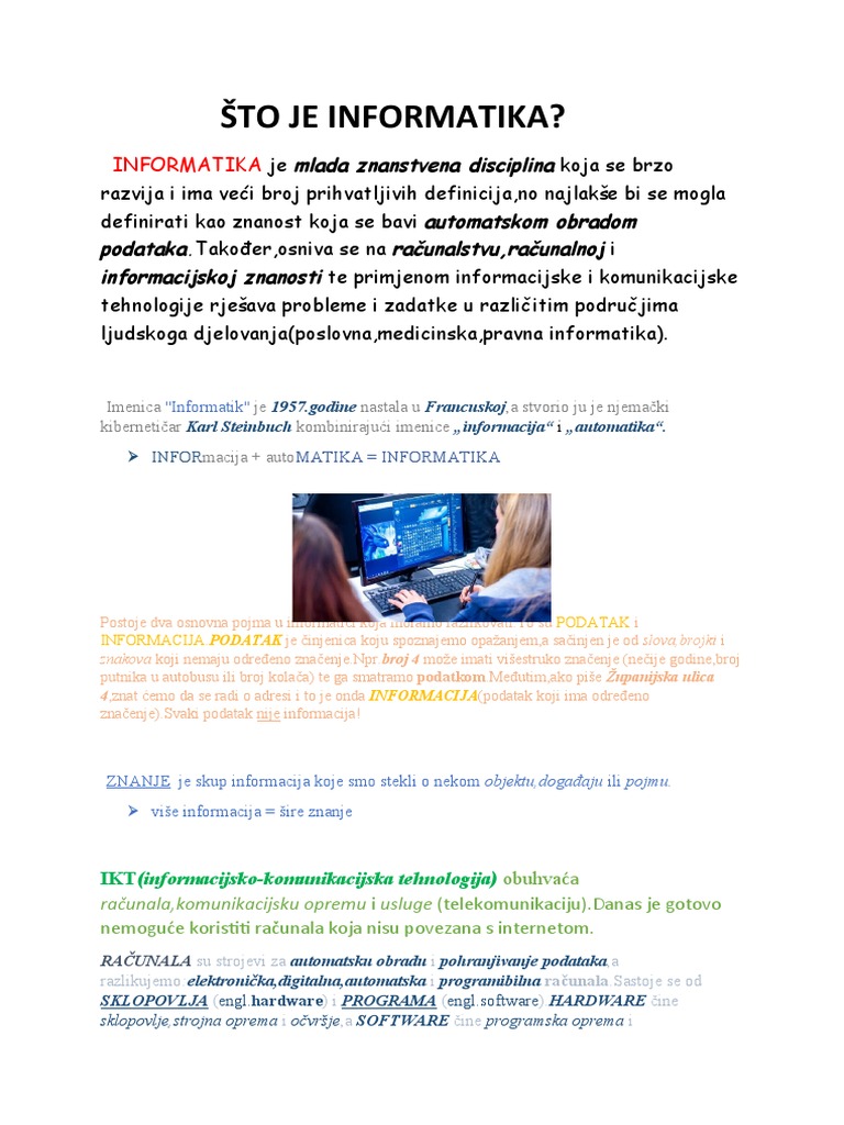 Što je informatika-zadaća | PDF